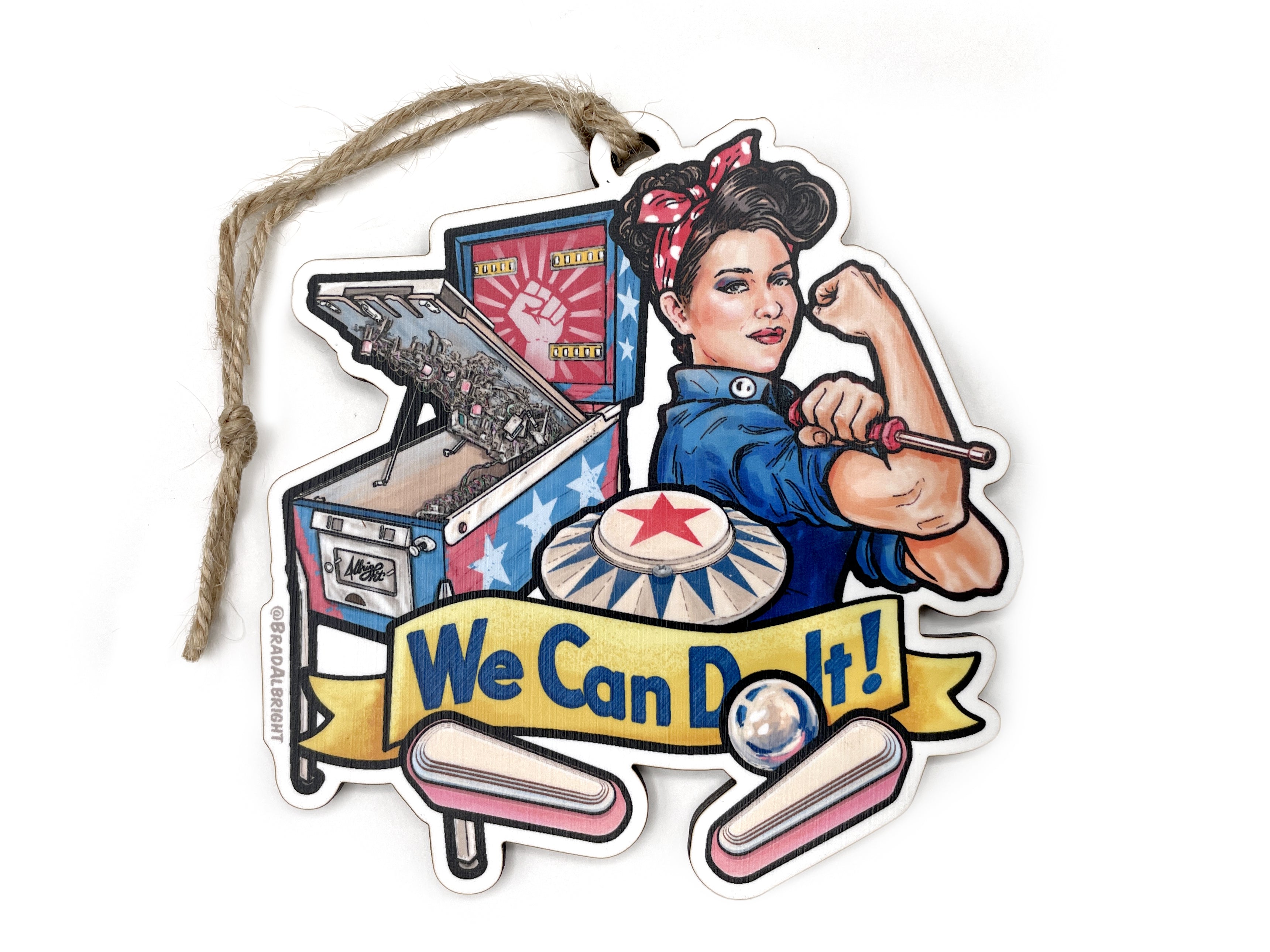 Rosie The Pinball Riveter • Christmas Ornament – Albright Illustration